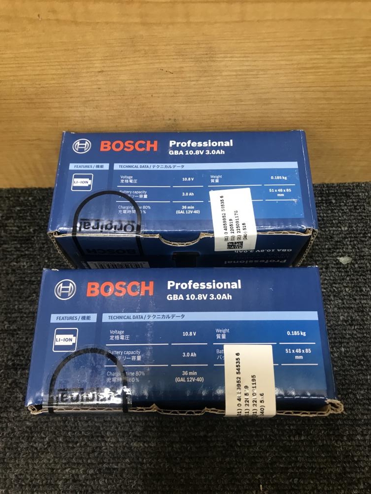 BOSCH ボッシュ 10.8V3.0Ahリチウムイオンバッテリ GBA10.8V3.0Ah 2個セットの中古 未使用品 《大阪・松原》中古 ...