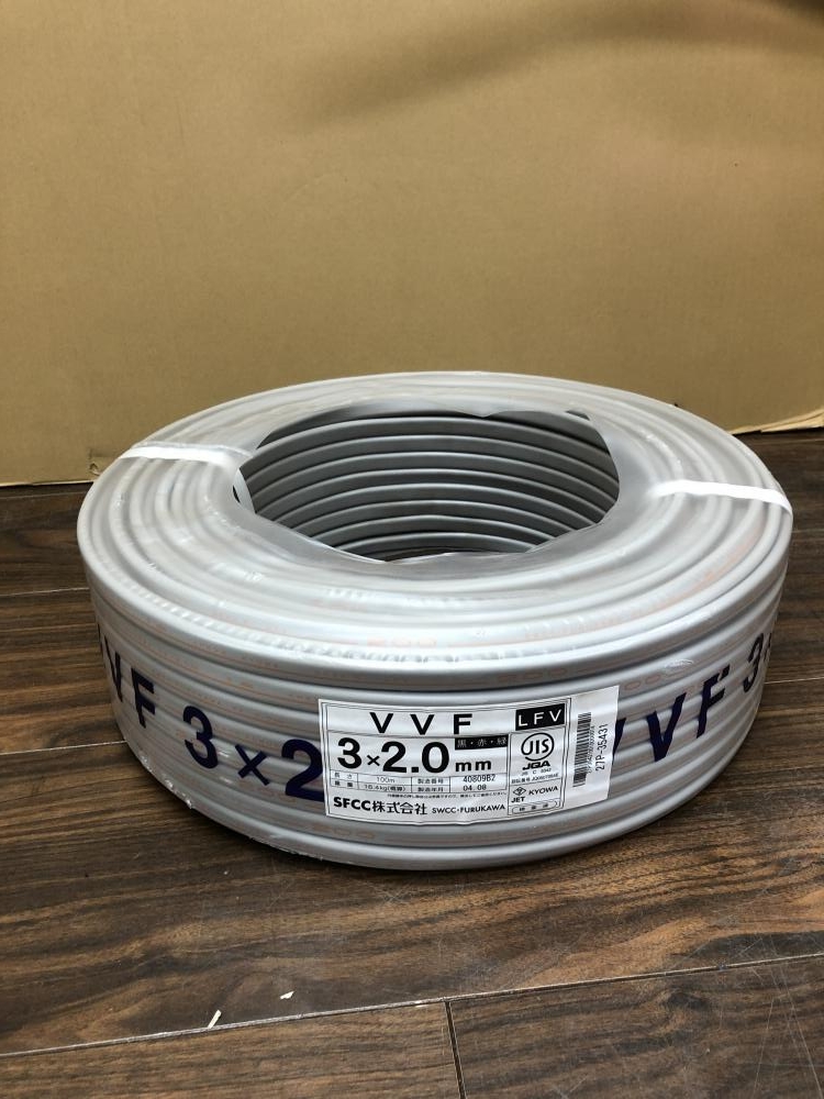 SFCC VVFケーブル 3×2.0mm 黒赤緑の中古 未使用品 《埼玉・草加》中古工具販売の専門店│ ツールオフ草加店｜中古工具販売のツールオフ